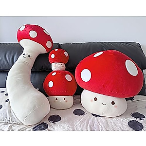 Hofun4U Mushroom Plush Toy, 9 inch Mushroom Shaped Plush Pillow, Smile Mushroom Stuffed Plush, Sofa Car Bed Office Home Decor Kids Adults Birthday Gift (RED)