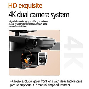 GBSELL 4K Dual Camera Drone, UAV HD 4K Aerial Photography Dual Camera Remote Control Quadcopter Boy Folding Model Aircraft Toy, Intelligent Obstacle Avoidance (Black)