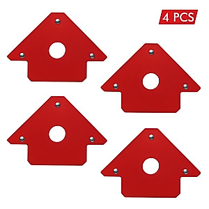 MANUSAGE 4pcs 3" 25lb Welding Magnet Arrow Welding Magnets and Clamps Magnetic Arrow Welder Metal Working Mig Tools and Equipment 45° 90° 135° Angle Magnet Holder, Red,Black
