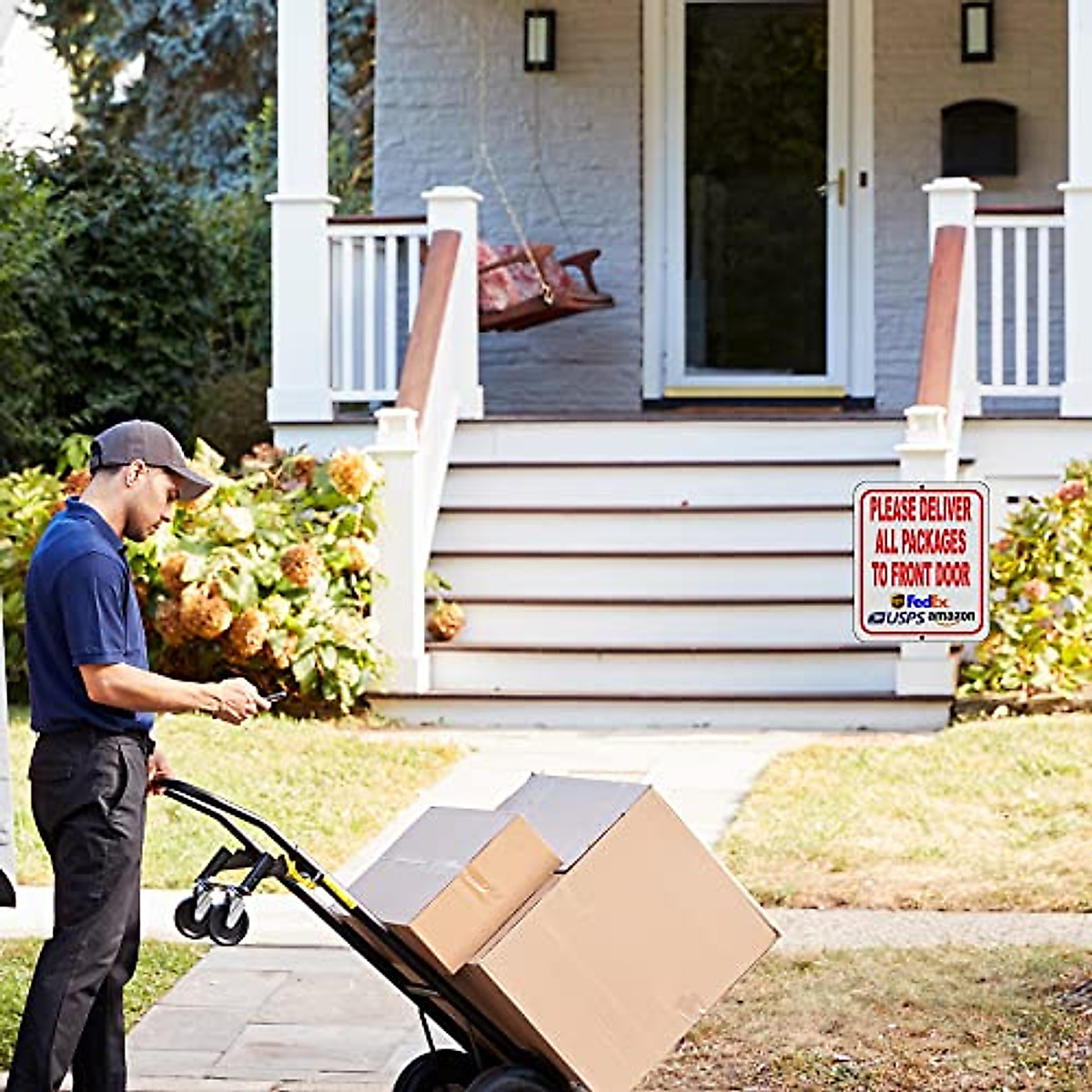 Please Deliver All Packages to Front Door Delivery Sign for Delivery Driver - Delivery Instructions for My Packages from Amazon, FedEx, USPS, UPS, Indoor Outdoor Signs for Home, Office, Work, 8.5"x10"