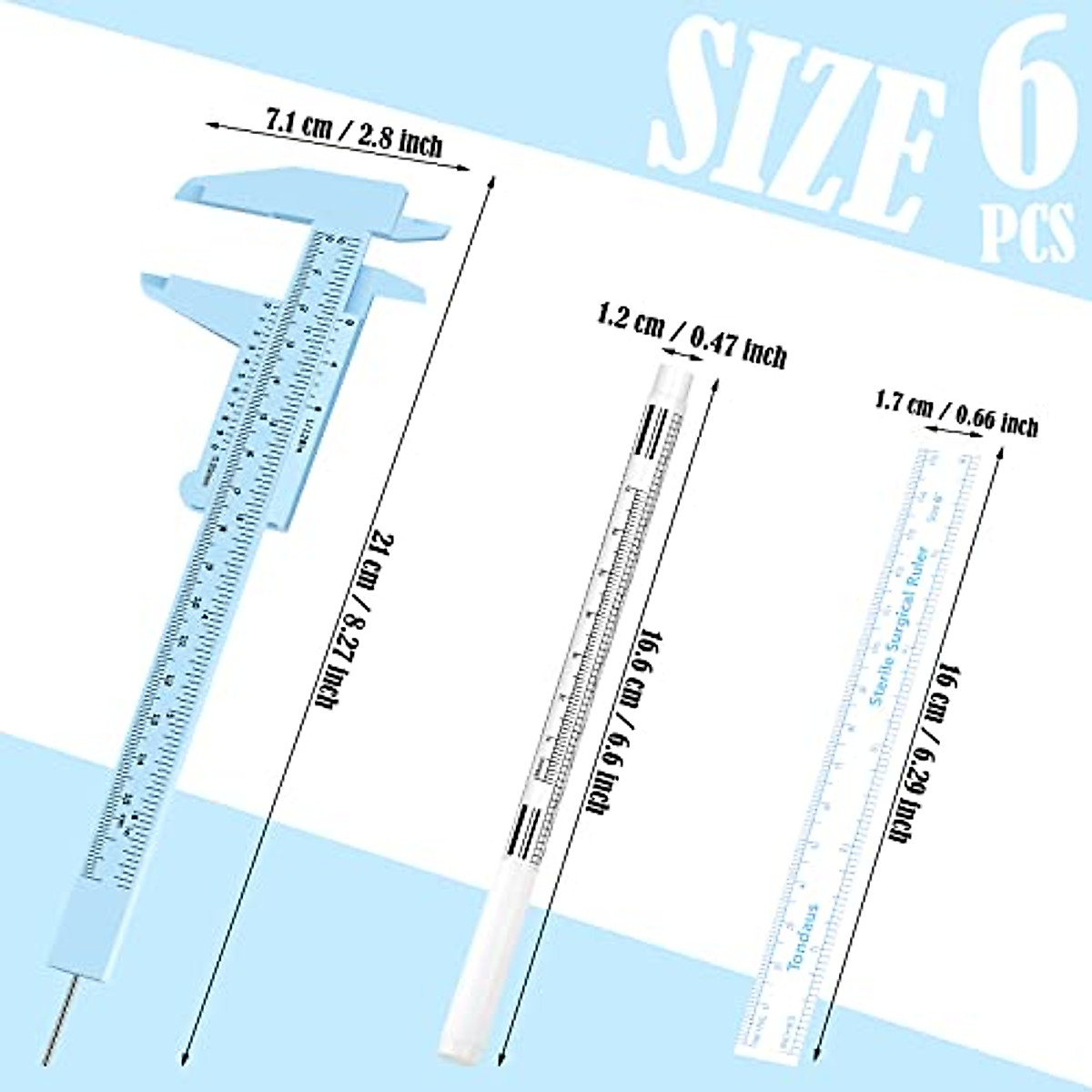 6 Pieces Eyebrow Tools 2 Pieces Eyebrow Measuring Ruler 2 Pieces Microblading White Marker Pen with Paper Ruler Skin Marker Eyebrow Permanent Makeup Position Mark Tools for Eyebrow Lips Skin