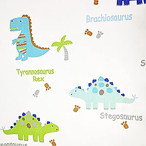 Brandream Boys Crib Sheet Dinosaurs Baby Fitted Sheet Cute Animal Blue White Dinosaur Nursery Sheet Sets for Toddler Infant Newborn Crib Mattress,100% Cotton