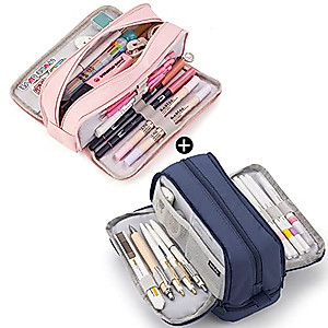 CICIMELON 2pc Large Pencil Case Multi Compartments Pen Pouch Bag Aesthetic School Supplies for Boys Girls Men Women Adults