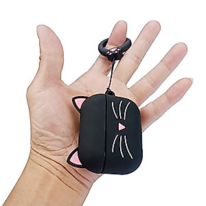Airpods Pro Case Cute Cat Kitty Silicone Cover 3D Anime Cartoon Kawaii Funny Novelty Cool Protective Carrying Skin with Anti-Lost Strap Carabiner for Girls Women Kids Airpod 3 Wirless Charging Case