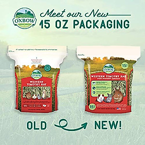 Oxbow Animal Health Western Timothy Hay - All Natural Hay for Rabbits, Guinea Pigs, Chinchillas, Hamsters & Gerbils - 15 oz.