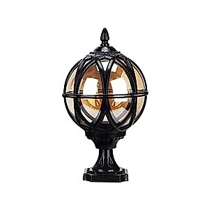 CZLZY Outdoor Waterproof Electric Pillar Lamp European E27 Post Light Villa Courtyard Wall Spherical Aluminum Column Light Glass Lampshade Lawn Road Decoration Landscape Light