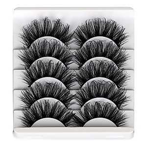 ALICROWN Mink Lashes Faux Wispy Natural Volume Lashes Pack 5D Fluffy Crossed False Eyelashes Full Handmade 5 Pairs Lashes