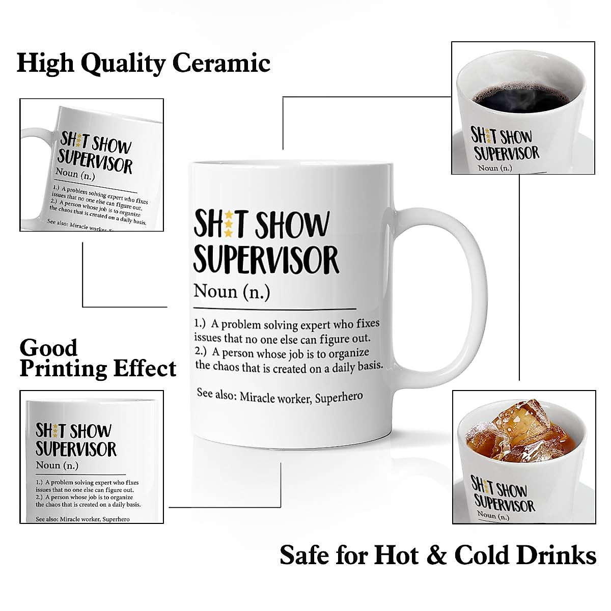 Hijie Supervisor Funny Coffee Mug, Supervisor Gifts for Women Men, Thank You Gifts for Manager Coworker Mentor Leader Boss, Supervisor Mug, 11 Oz Ceramic Cup