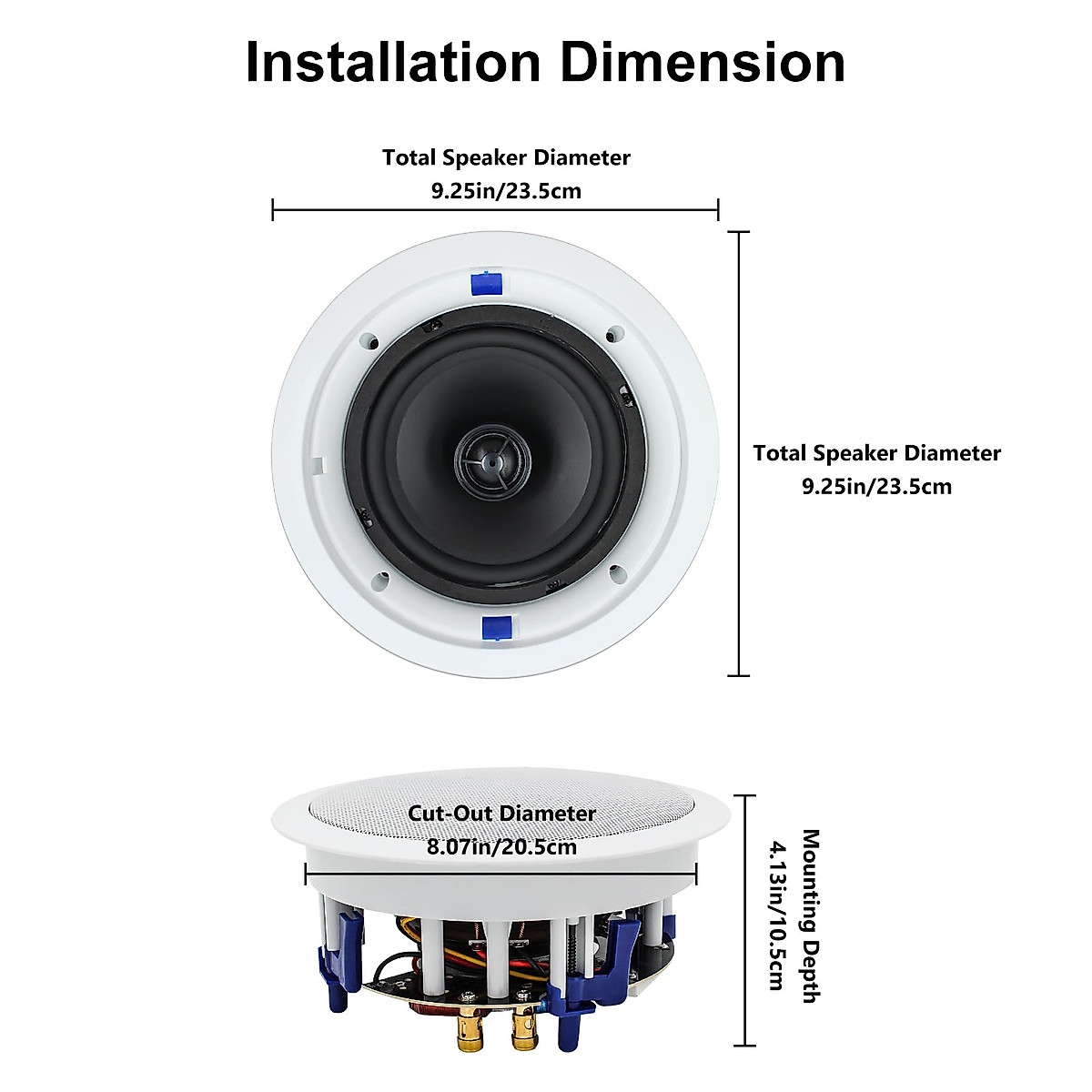 Herdio 6.5'' 640Watts 2-Way Bluetooth Ceiling Speakers Package Great for Home Theater System, Living Room,Office,Flush Mount Wired(4 Speakers)