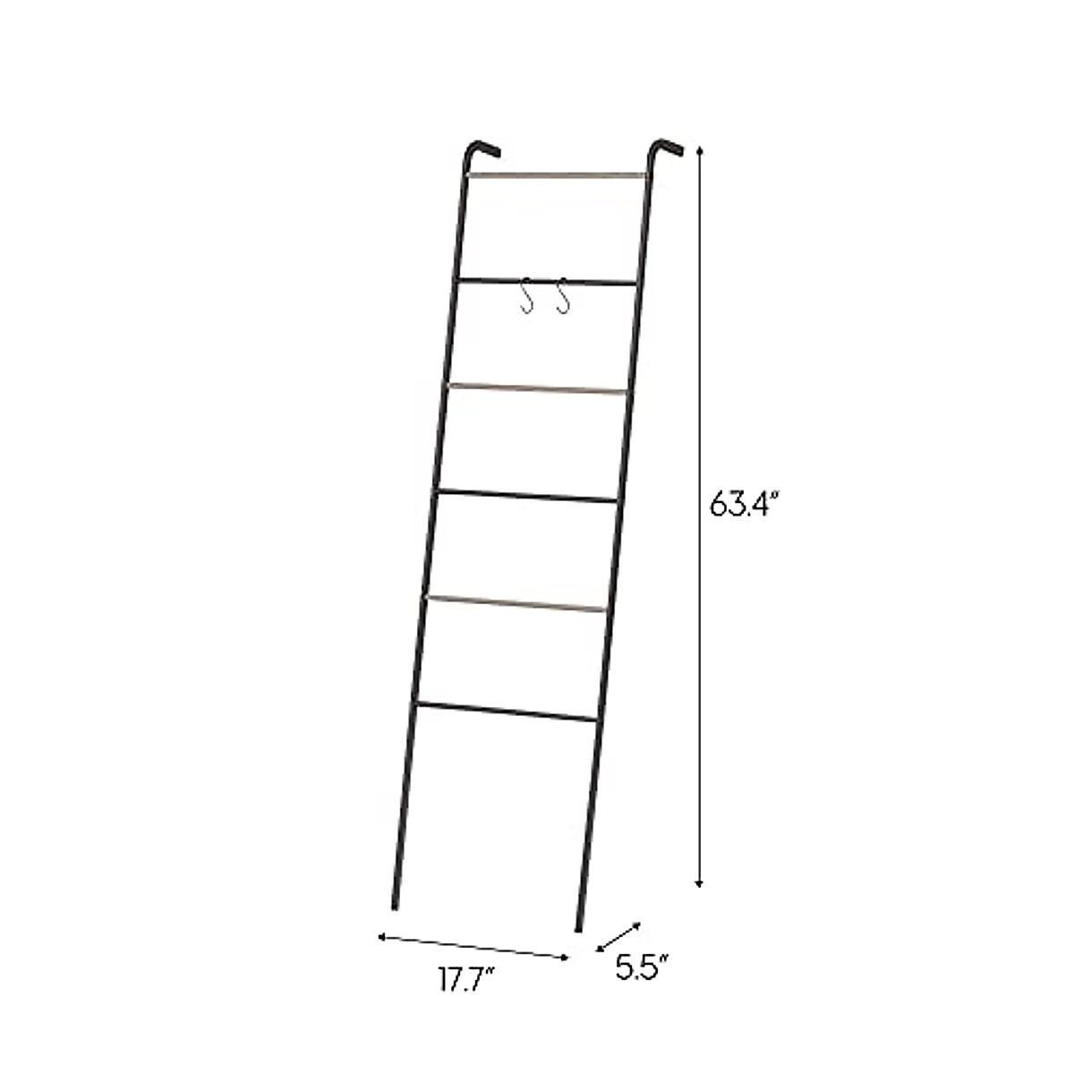 IRIS USA Clothing Rack, Blanket or Garment Ladder, Easy to Assemble, Standing Metal Sturdy Garment Rack, Small Space Storage Solution, Modern Versatile Design, Long-Term Durability, Ladder, Black