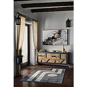 Momeni Edition Geometric Polyester Charcoal Area Rug, 7'9" x 9'10" Sized Rug for Living Room, Bedroom, Dining Room, and Kitchen