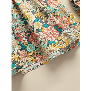 6M-3Y Summer Newborn Infant Toddler Baby Girls Dress Flower Print Ruffles A-Line Dresses + Cap Outfits (Green, 6-12 Months)