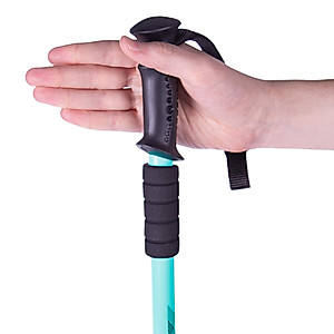 Trekking Pole & Walking Staff | Strong, Lightweight Aluminum | Extends up to 53" Collapses down to 23" | All-terrain: Interchangeable Carbonite Ice Pick Tip, Rubber Asphalt Tip, and Snow Cap (Teal)