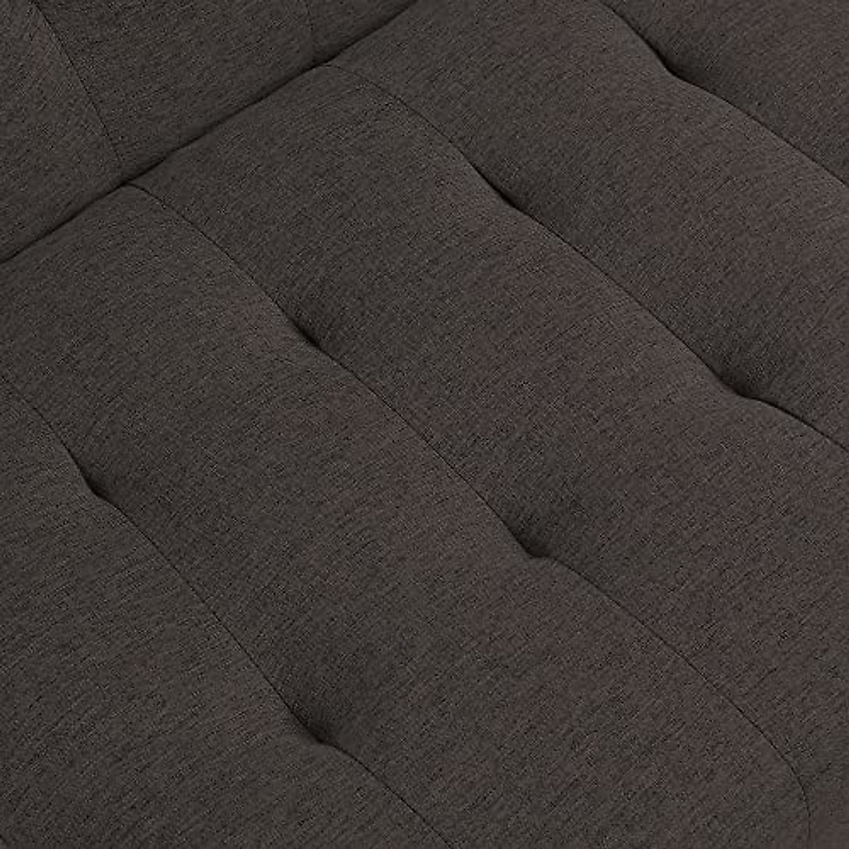 Penifun Convertible Folding Futon Sofa Bed Sleeper Couch for Living Room Linen Fabric Upholstered Loveseat, Solid Wood Frame/Stainless Leg, Espresso