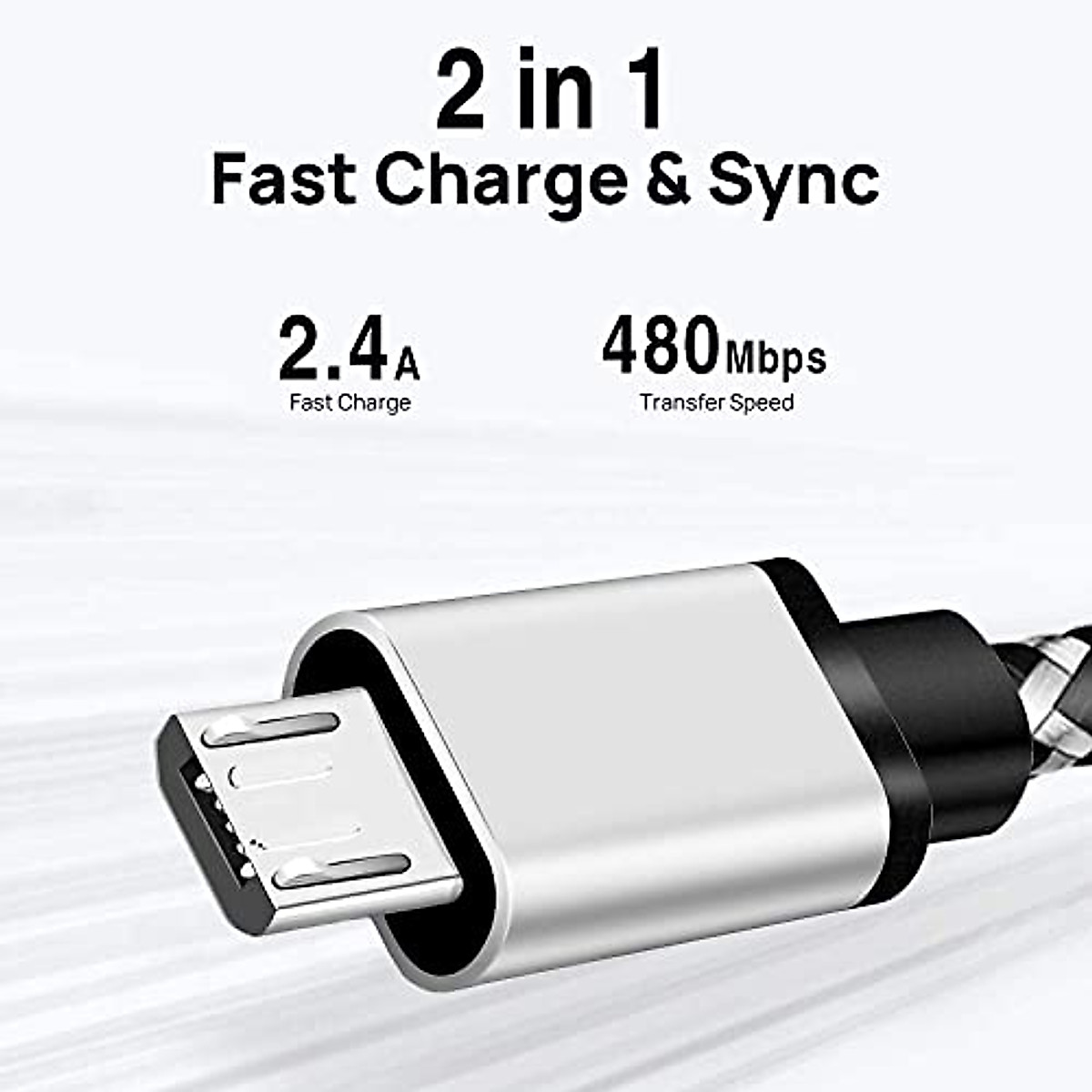 Deegotech Micro USB Cable, 10ft 3-Pack Extra Long Android Charger Cable, Nylon Braided Phone Charger Cords Fast Charging for Samsung Galaxy S7 Edge S6 S5, Android Phone, LG