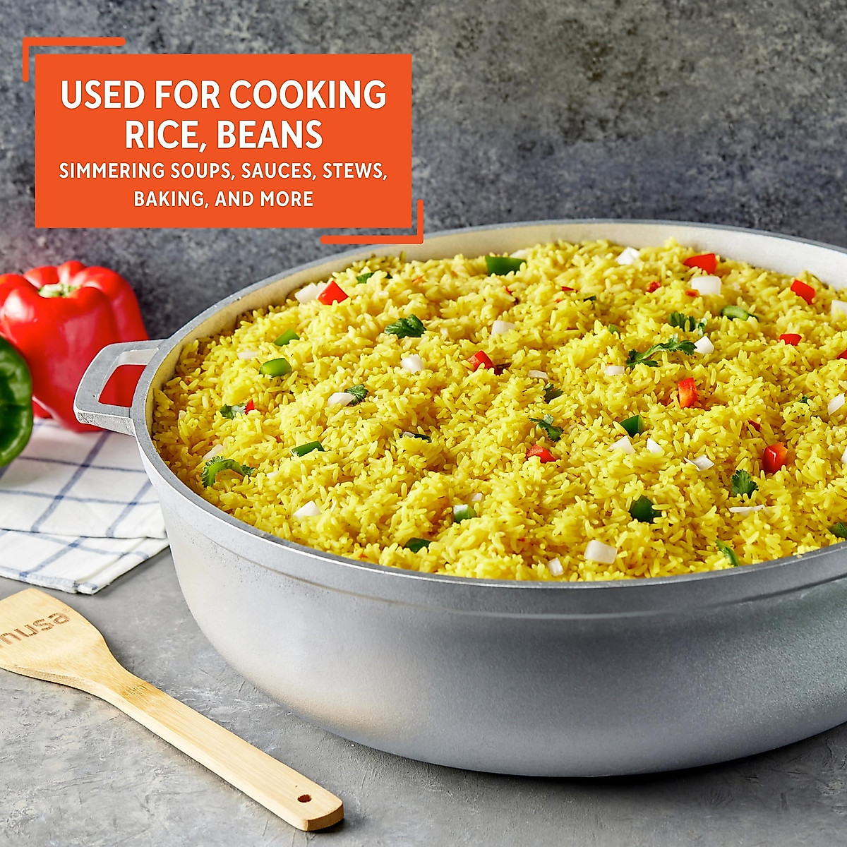 IMUSA USA 17.9Qt JUMBO Traditional Colombian Caldero (Dutch Oven) for Cooking and Serving, Silver, 17.9 Quart