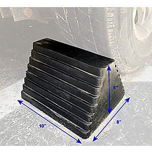 MAXXHAUL 80681-10'X8'X6' Heavy Duty Rubber Wheel Chock with Eyebolt, 2 Pack