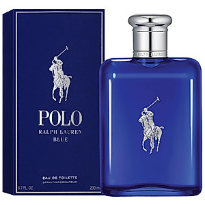 Ralph Lauren Fragrances Polo Blue - Eau de Toilette - Men's Cologne - Aquatic & Fresh - With Citrus, Sage, and Suede - Medium Intensity - 6.7 Fl Oz