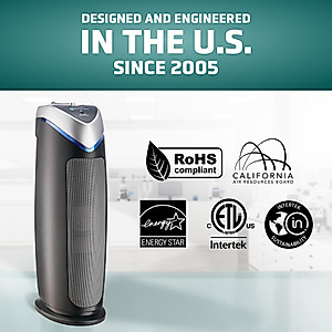 Germ Guardian Air Purifier with HEPA 13 Filter, Removes 99.97% of Pollutants, Covers Large Room up to 743 Sq. Foot Room in 1 Hr, UV-C Light Helps Reduce Germs, Zero Ozone Verified, 22", Black, AC4825E