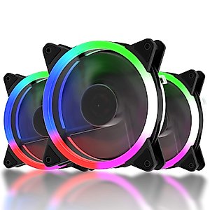 upHere 120mm LED Silent Fan for Computer Cases, CPU Coolers, and Radiators Ultra Quiet,Triple Pack Colorful Case Fan,F03