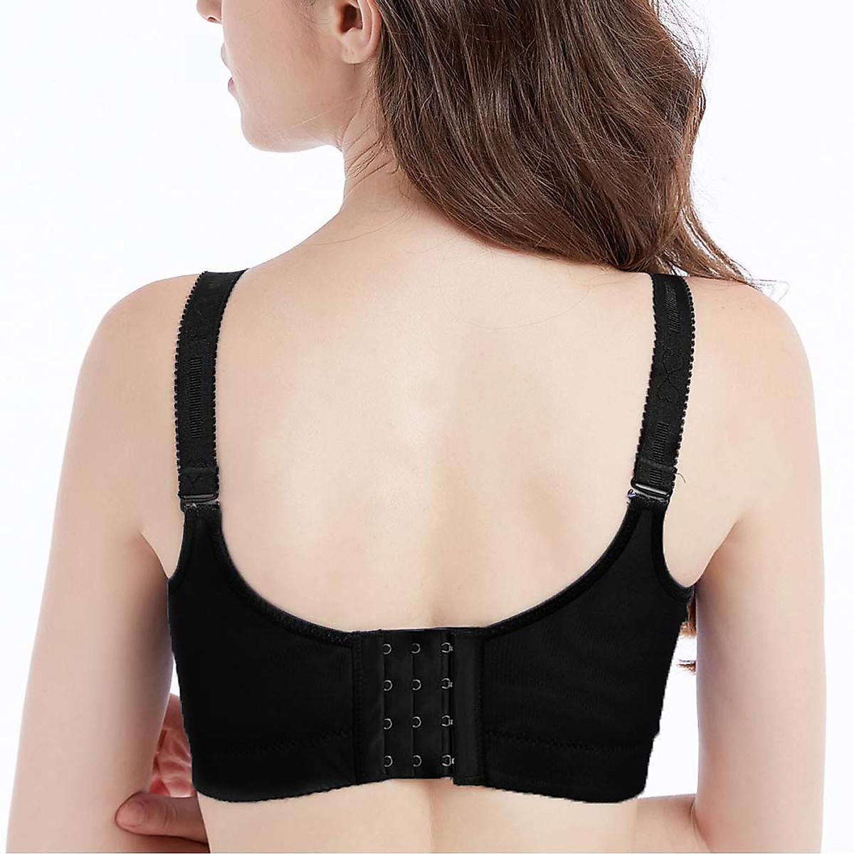 FallSweet Padded Push Up Lace Bras for 34A to 44C Underwire (All-Black,44C)