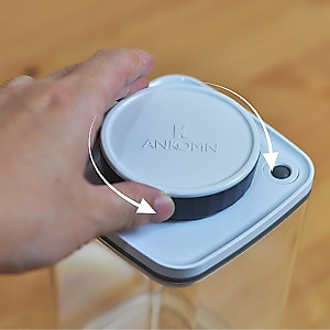 ANKOMN Turn-N-Seal vacuum/airtight moisture prevent storage container perfect for Coffee Teas Rice Nuts Medicine opaque (Semi-Black, 1.2quart)