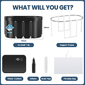 XXL Large Oval Ice Bath Tub for Athletes - 102 Gallons Cold Plunge Tub for Post-Exercise Recovery, Portable Bathtub Adult, Suitable for Family Gardens, Gyms, Arena, and Cold Water Therapy Training