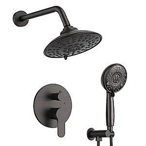 EMBATHER Shower Faucets Sets Complete with 3 Setting High Pressure Shower Head, Bathroom Wall Mounted Rainfall Shower Fixtures with 8-Mode Handheld Spray, Oil Rubbed Bronze