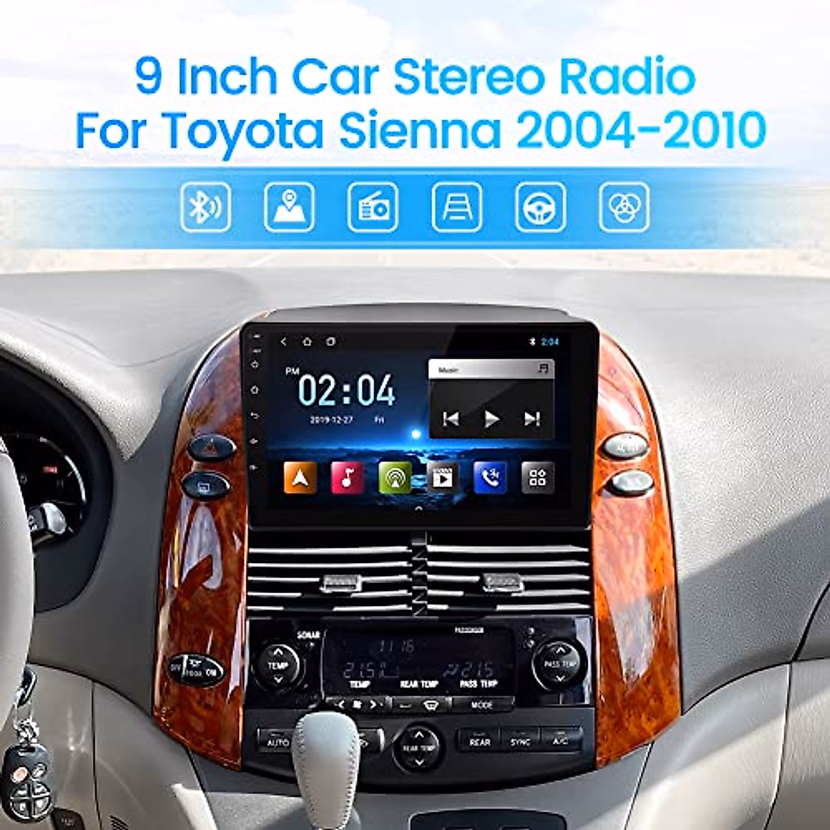 Android 11 Car Stereo Double Din for Toyota Sienna 2004 2005 2006 2007 2008 2009 2010, Biorunn 9 Inch Car GPS HD Touch Screen 1GB 16GB Navigation WiFi BT FM Head Unit…