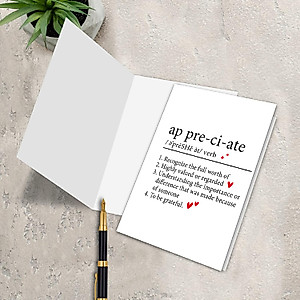 ONECHI Cute Appreciate Definition Card, Funny Thank You Card for Him Her, Lovely Thankful Greeting Card for Teacher Boss