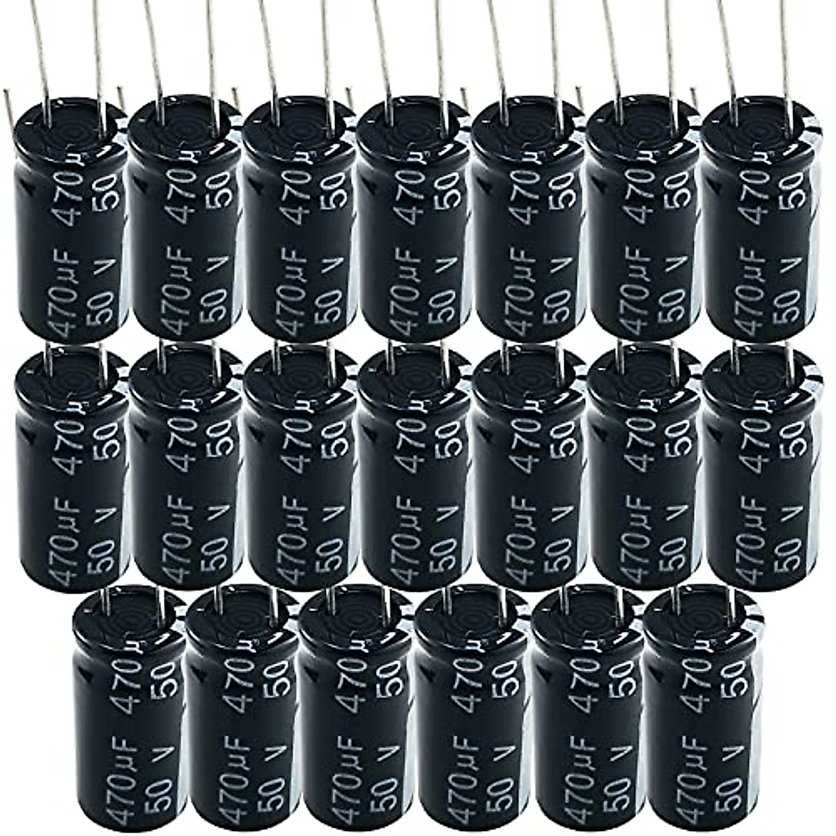 470uF 50V Capacitor,JIADONG 20PCS Electrolytic Capacitor Assortment for DIY Soldering Electronic Projects Compatible with Arduino Kits