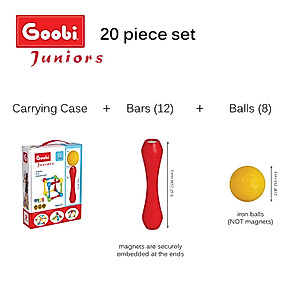 Goobi 20 Piece Construction Set Large Building Blocks Developmental Play Sticks STEM Learning Vibrant Colors Creativity Imagination 3D Puzzle Educational Toys for 1 Year Old Toddlers Preschool