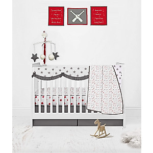 Bacati Baseball Red/Grey Muslin Quilted Changing Pad Cover