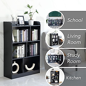 COMUHOME Book Shelf with Back Panel Stability 6 Cube Bookcase Multifunctional Cube Storage Organizer for Bedroom Living Room Office Closet School in Black with 31.49''W
