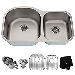 Kraus KBU27 35 inch Undermount 60/40 Double Bowl 16 gauge Stainless Steel Kitchen Sink