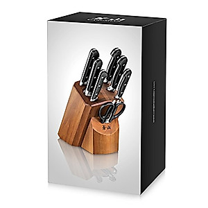 Cangshan TV2 Series 1023039 Swedish 14C28N Steel Forged 8-Piece Knife Block Set, Acacia