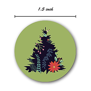Patterned Holiday Trees Christmas Stickers / 8 Alternating Floral Holiday Tree Designs / 500 Christmas Labels / 1.5" Evergreen Tree Silhouettes