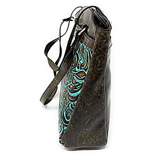 PATRICIA NASH WOMEN'S TOOLED TURQUOISE COLLECTION POPPY LEATHER TOTE HANDBAG PURSE