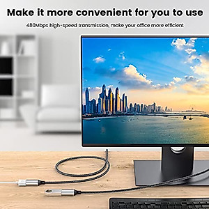 USB Extension Cable,USB Splitter USB A Male to 2 Female Extension Cord Durable USB Splitter Cable Nylon Braided Fast Data Transfer Compatible with Printer, USB Keyboard, Flash Drive,Playstation