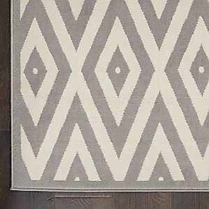 Nourison Grafix Mid-century White/Grey 5'3" x 7'3" Area -Rug, Easy -Cleaning, Non Shedding, Bed Room, Living Room, Dining Room, Kitchen (5x7)