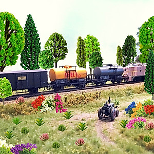 50 Pieces Model Trees 1.1-5.5inch Mixed Diorama Model Tree Flower Grass Architecture Mini Fake Trees Plants for DIY Crafts, Building Model, Railway Scenery Landscape Supplies