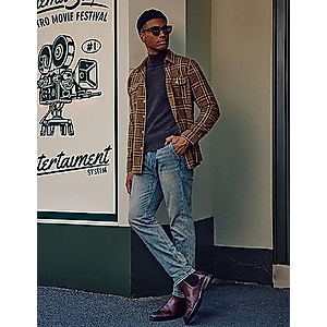 Mens Vintage Plaid Shacket Jacket Flannel Shirt for Men Button Down Shirt Jacket Tops Coffee