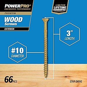 Power Pro Premium Exterior Wood Screws (#10 x 3") - 1lb Box