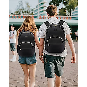 LOVEVOOK Work Backpack for Women, fits 15.6 Inch Laptop, Large Capacity Laptop Backpack with Luggage Strap, Waterproof Lightweight Backpack Purse, Fashionable for Business, Travel, Black
