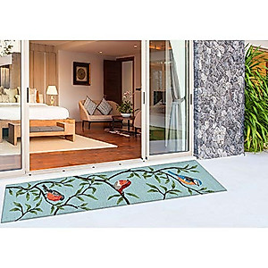 Liora Manne 2270/04 Aqua Ravella Bird on Branches Indoor/Outdoor Rug, 2' X 3', Blue