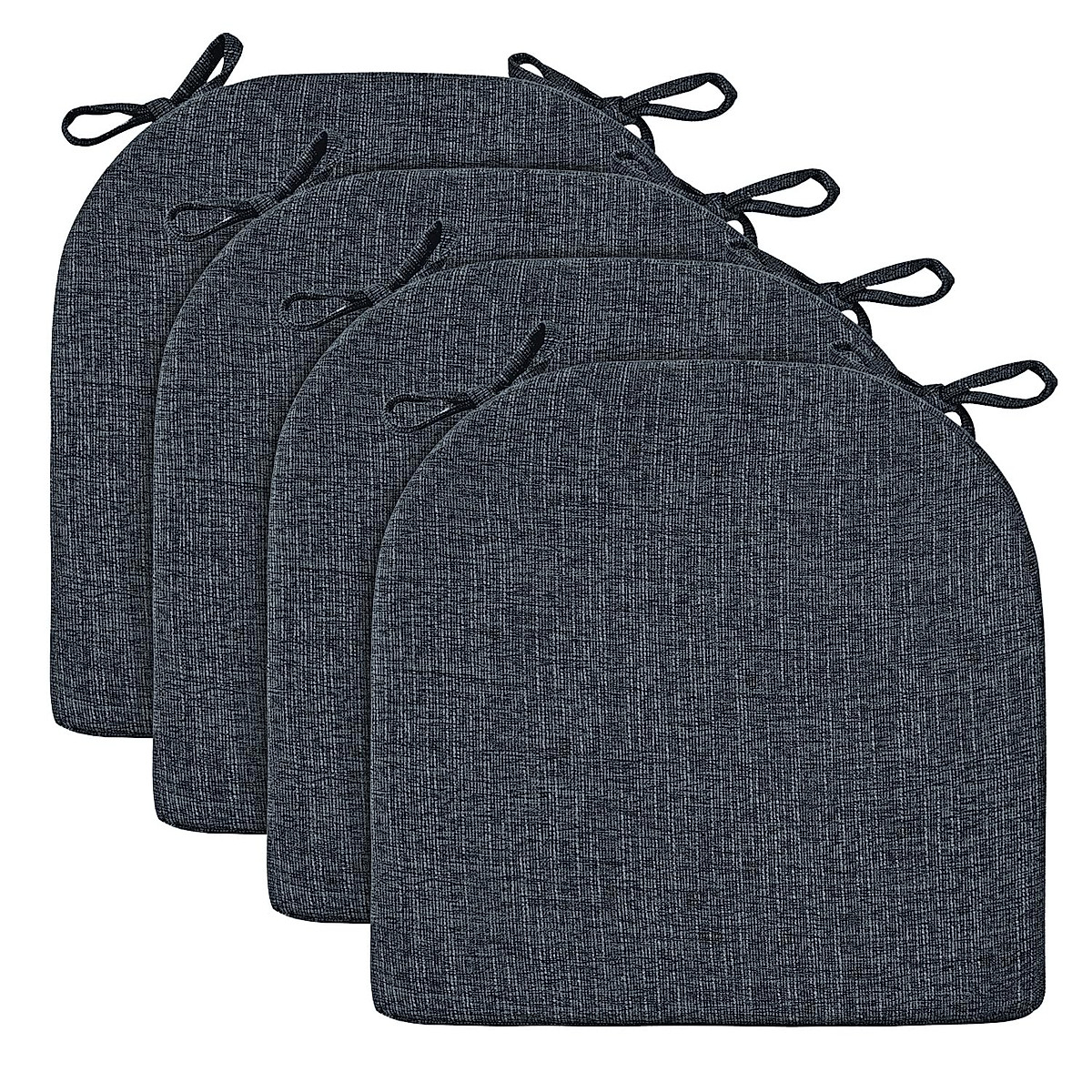 Wellsin Chair Cushions for Dining Chairs 4 Pack - Kitchen Chair Cushions with Ties and Non-Slip Backing - Dining Chair Pads 16"X16"X2", Navy
