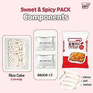 Yopokki Instant Tteokbokki Pack (Sweet Mild Spicy, Pack of 2) Korean Street food with sweet and moderately spicy sauce Topokki Rice Cake - Quick & Easy to Prepare