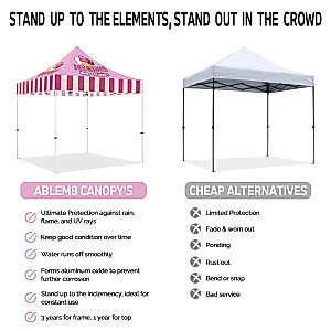 ABLEM8CANOPY Custom Canopy Tent 10x10 with Logo, Personalized Pop Up Canopy Tent with Optional Walls for Business Events, Trade Shows, Farmers Market, Roller Bag Included(ICE Cream)