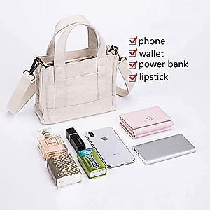 MINKARS Mini Tote Bag for Women Canvas Crossbody Purse, Beige 9”
