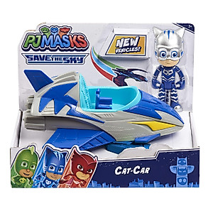 PJ Masks Save the Sky Cat-Car, Cat-Boy Figure and Vehicle, Blue, Kids Toys for Ages 3 Up by Just Play